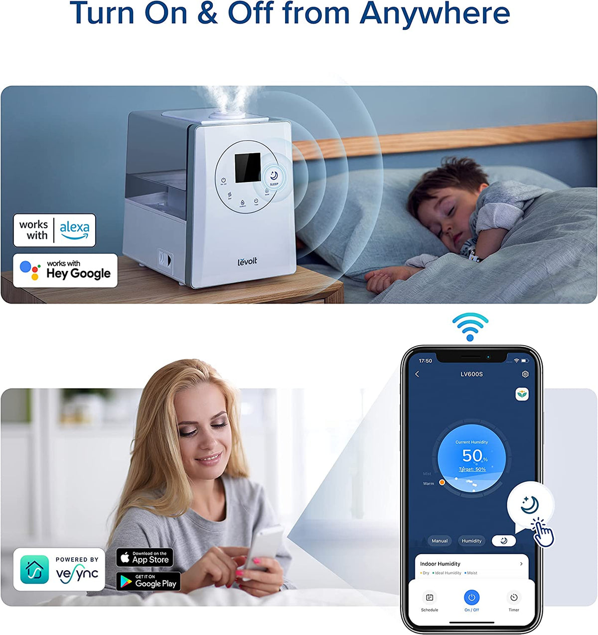 Levoit LV600S Hybrid Ultrasonic Humidifier | Warm & Cool Mist